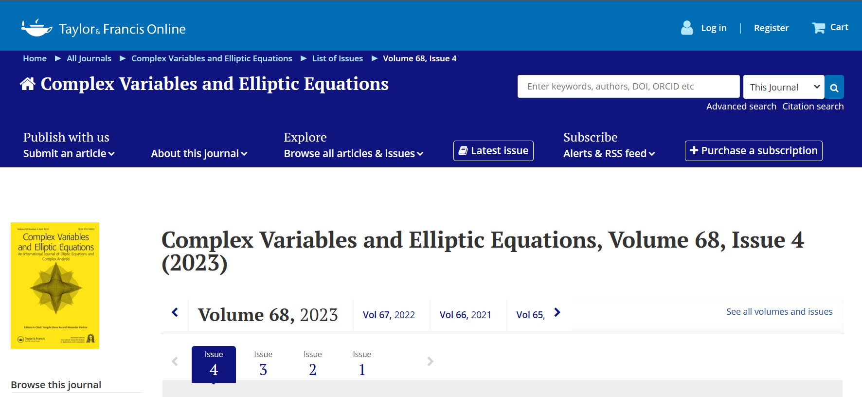 Complex Variables And Elliptic Equations 
