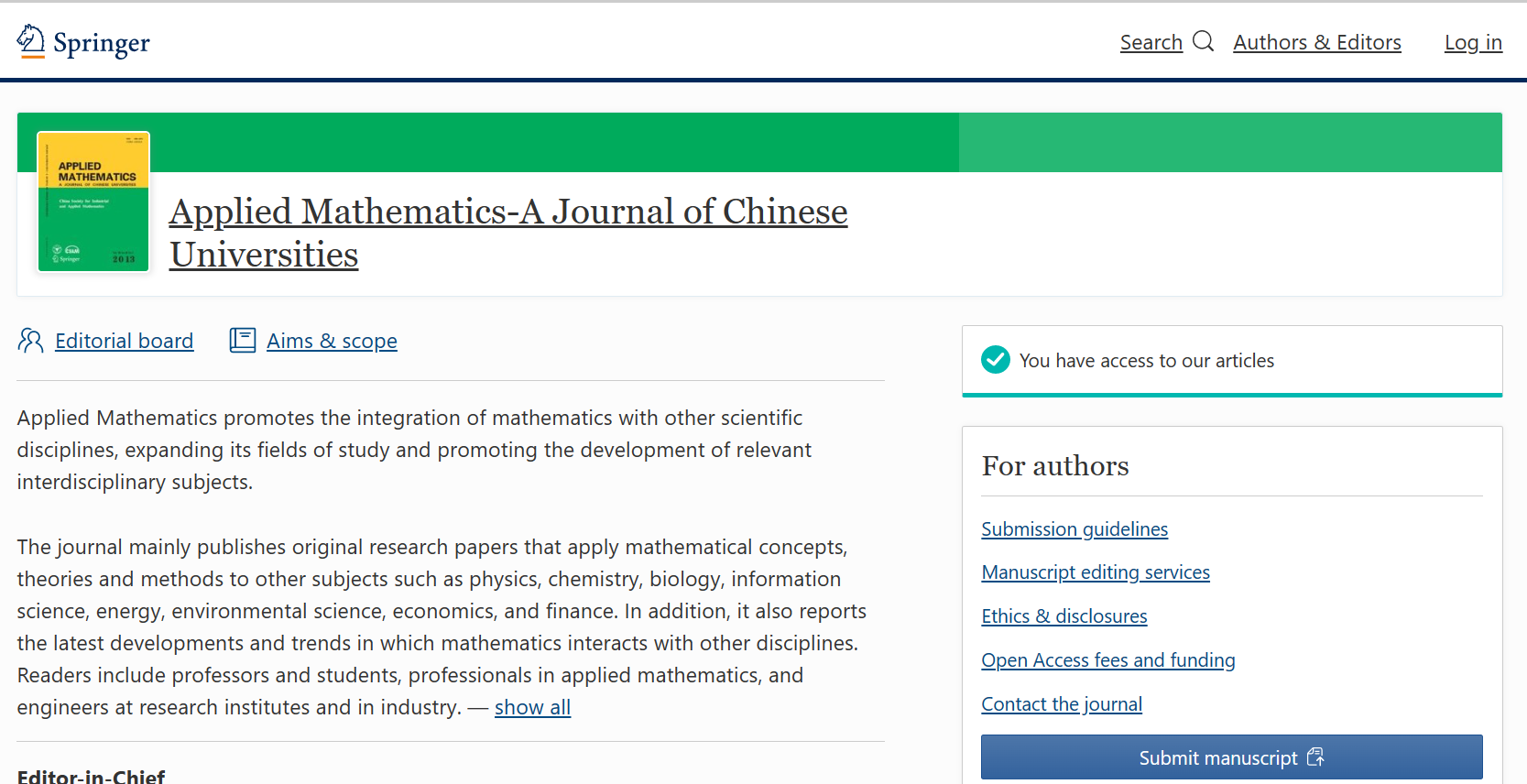 Applied Mathematics A Journal Of Chinese Universities Applied Mathematics A Journal Of Chinese Universities